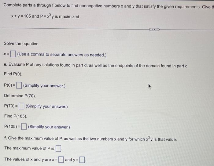 Solved Complete parts a through f below to find nonnegative | Chegg.com