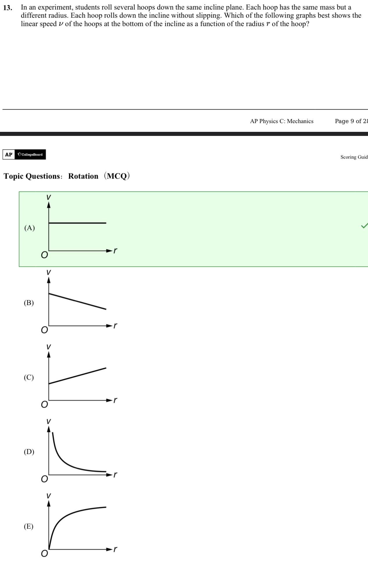 Solved In an experiment, students roll several hoops down | Chegg.com