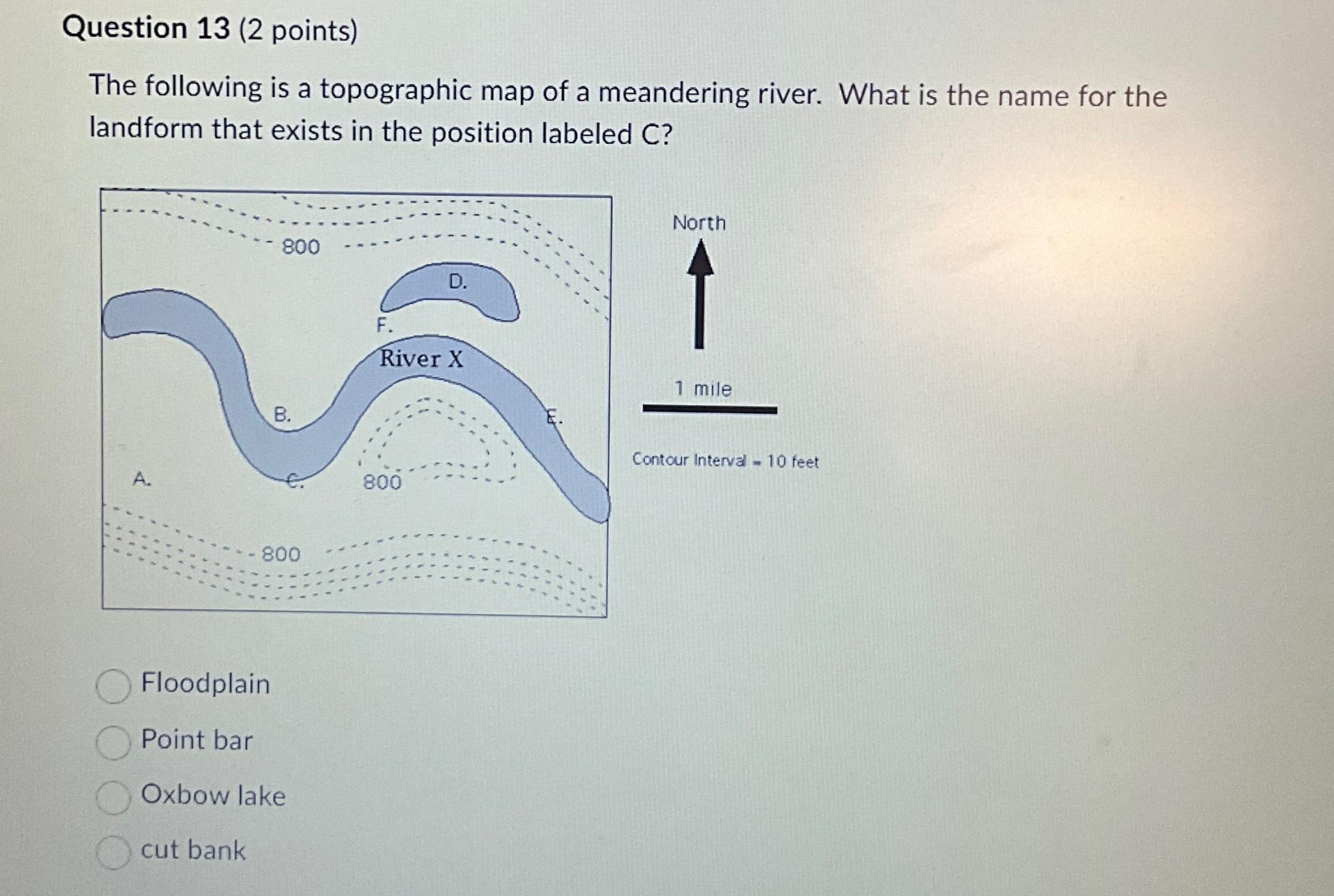 Solved Question 13 (2 ﻿points)The following is a topographic | Chegg.com