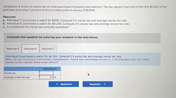 Solved Jurisdiction Z levies an excise tax on retail | Chegg.com