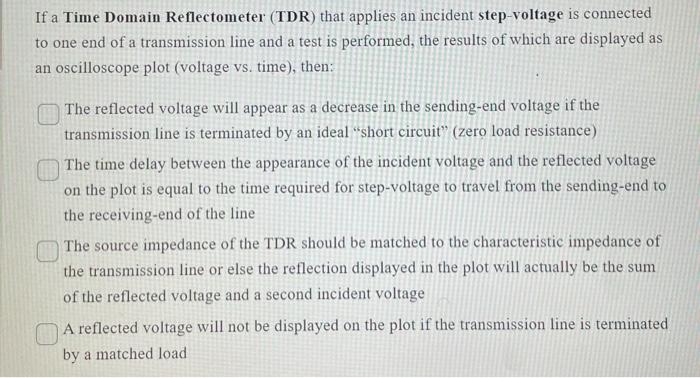 Solved If a Time Domain Reflectometer (TDR) that applies an | Chegg.com