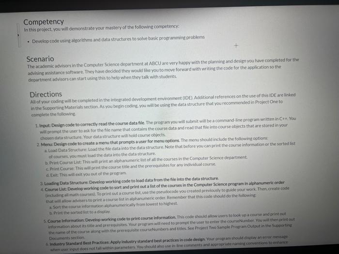 Solved Competency In this project, you will demonstrate your | Chegg.com