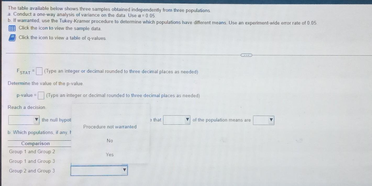 Solved The table available below shows three samples | Chegg.com