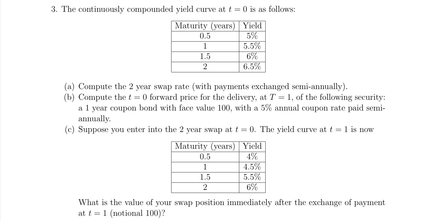 The continuously compounded yield curve at t=0 ﻿is as | Chegg.com