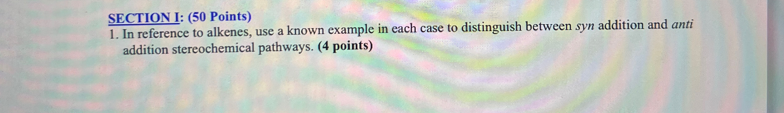 Solved In reference to alkenes, use a known example in each | Chegg.com
