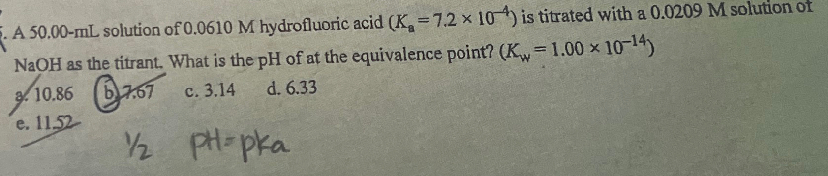 Solved A 50.00-mL ﻿solution of 0.0610M ﻿hydrofluoric acid | Chegg.com