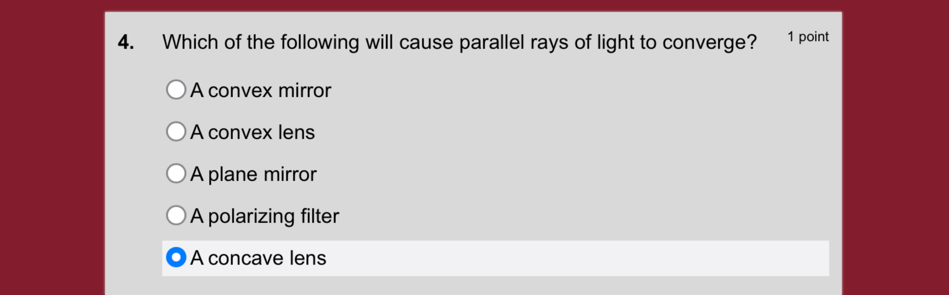 Solved Which of the following will cause parallel rays of | Chegg.com