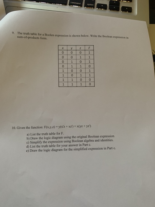 Solved 9. The truth table for a Boolen expression is shown | Chegg.com