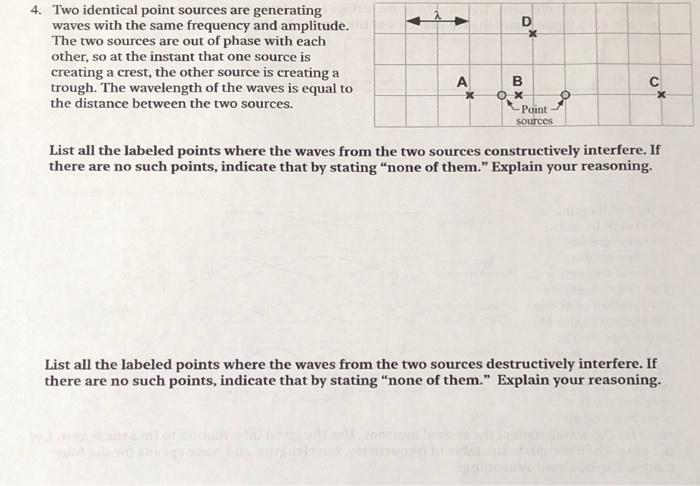 Solved D 4. Two identical point sources are generating waves | Chegg.com