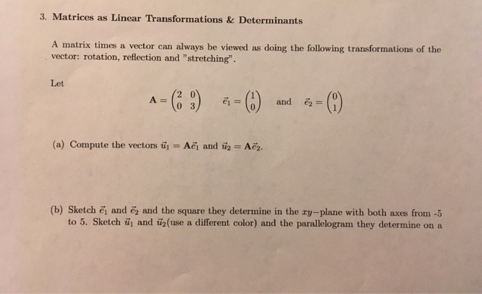 Solved 3. Matrices as Linear Transformations & Determinants | Chegg.com
