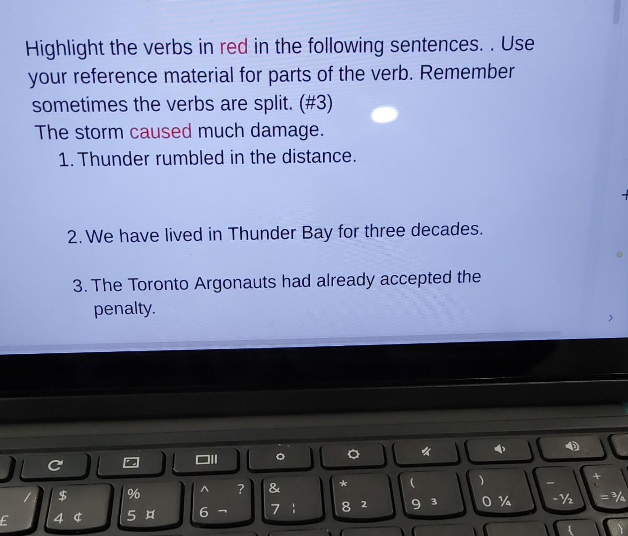 Highlight the verbs in red in the following | Chegg.com