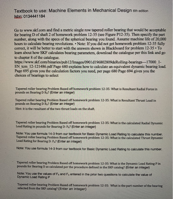 Textbook to use: Machine Elements in Mechanical | Chegg.com