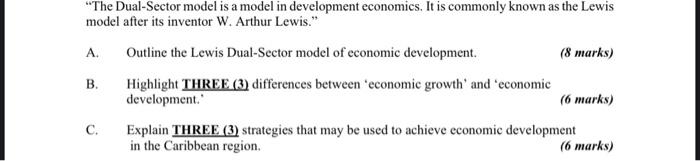 Solved "The Dual-Sector model is a model in development | Chegg.com