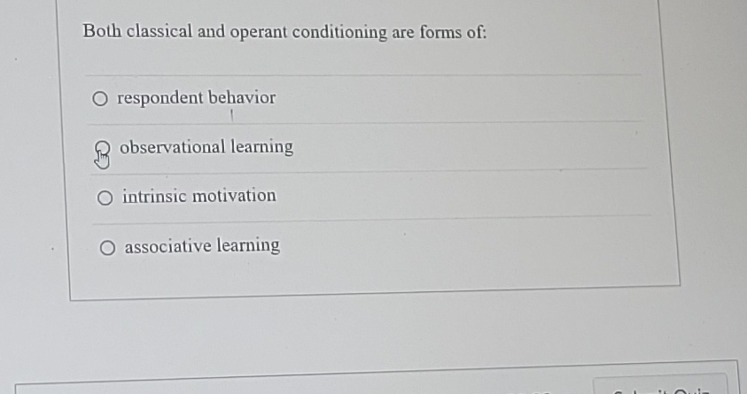 Solved Both classical and operant conditioning are forms | Chegg.com
