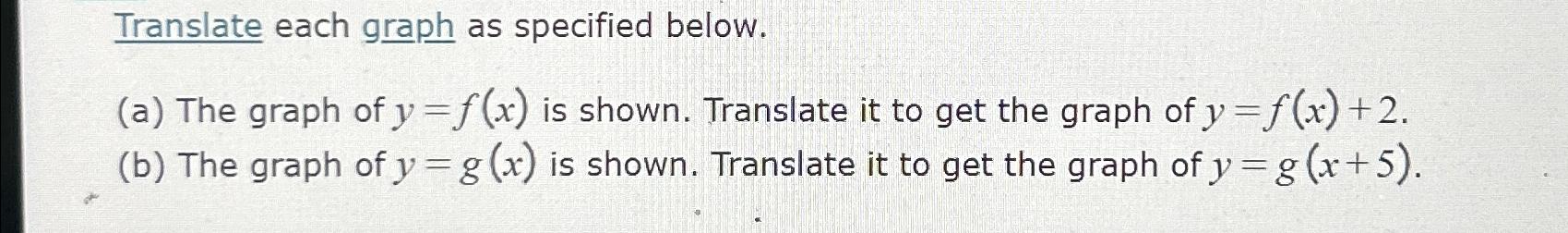 Solved Translate each graph as specified below.(a) ﻿The | Chegg.com