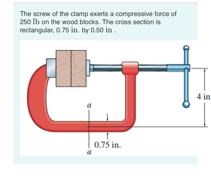 Solved The screw of the clamp exerts a compressive force of | Chegg.com