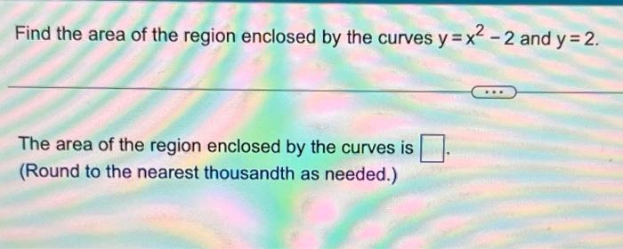 Solved Find the area of the region enclosed by the curves | Chegg.com