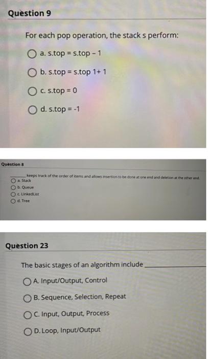 Solved For each pop operation, the stack s perform: a. s.top | Chegg.com