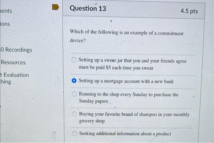 Which of the following is an example of a commitment | Chegg.com