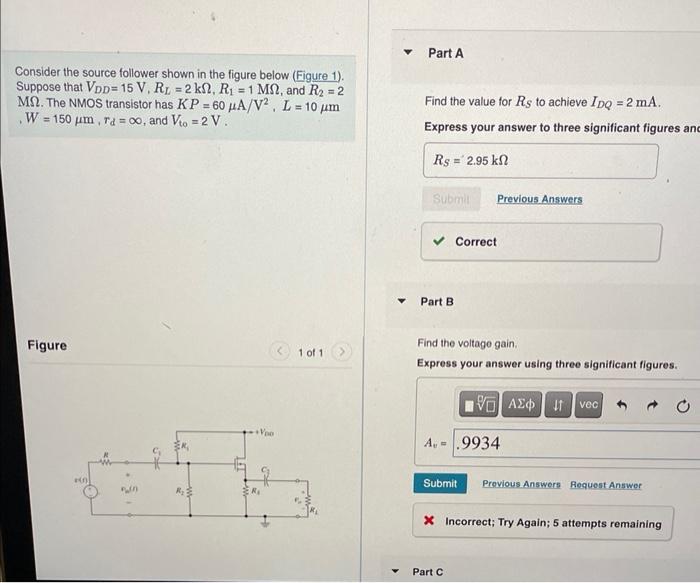 Solved Consider the source follower shown in the figure | Chegg.com