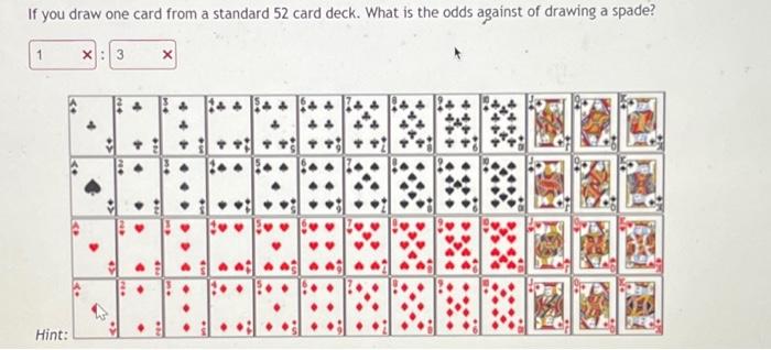 Solved If you draw one card from a standard 52 card deck. | Chegg.com