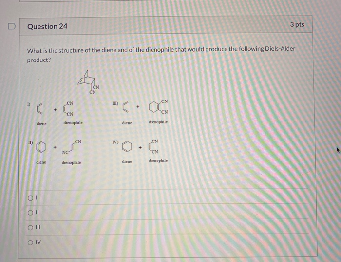 Solved Question 24 3 pts What is the structure of the diene | Chegg.com