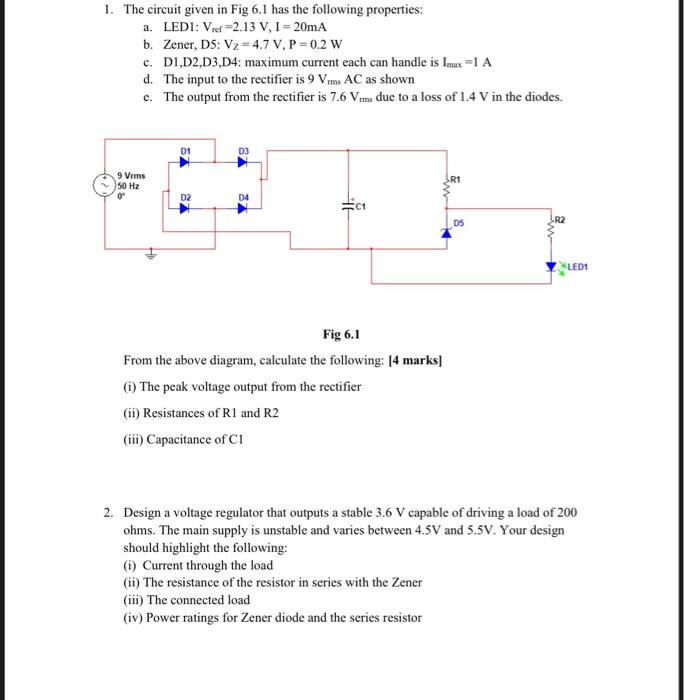 Solved 1. The circuit given in Fig 6.1 has the following | Chegg.com