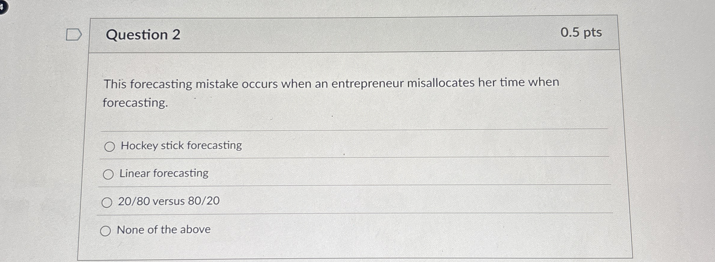 Solved Question 2This forecasting mistake occurs when an | Chegg.com