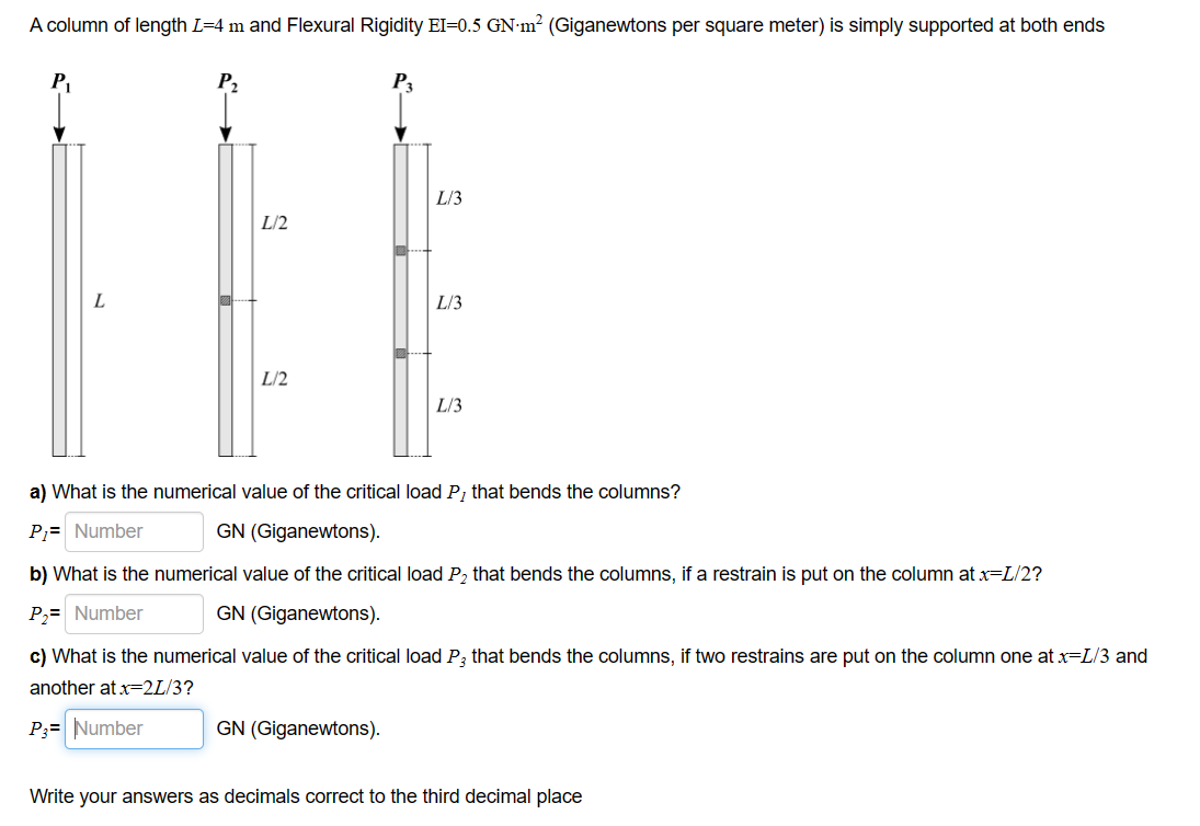 Solved A column of length L=4m ﻿and Flexural Rigidity | Chegg.com