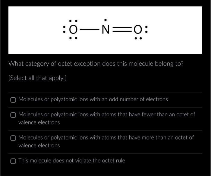 Solved What category of octet exception does this molecule | Chegg.com
