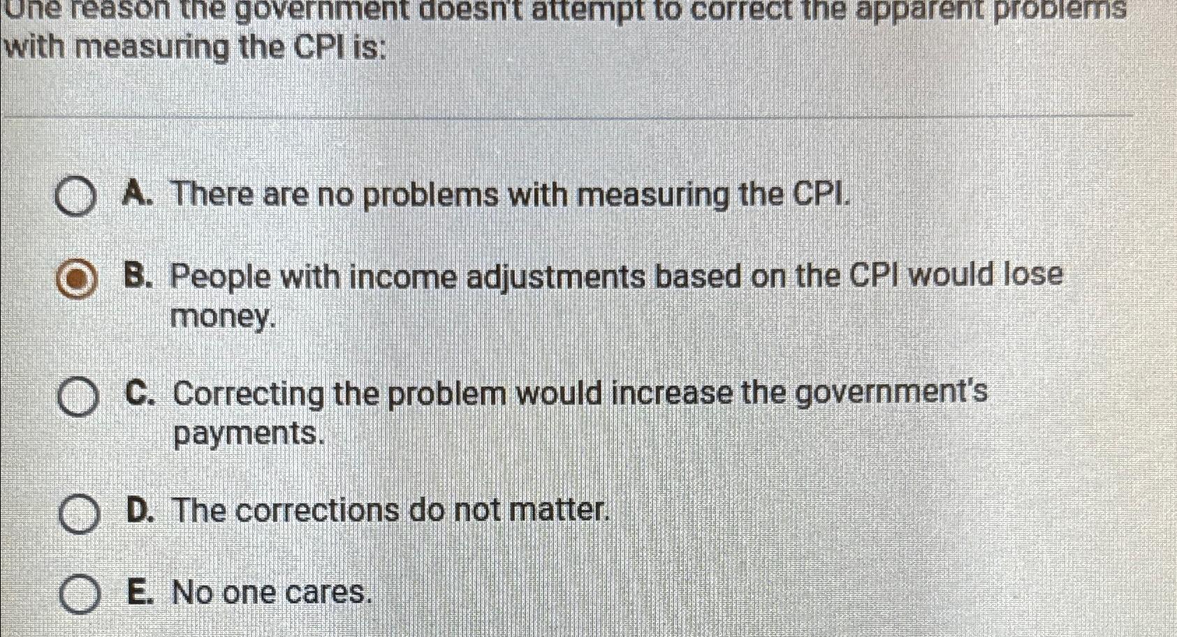 Solved Une reason the government doesn't attempt to correct | Chegg.com
