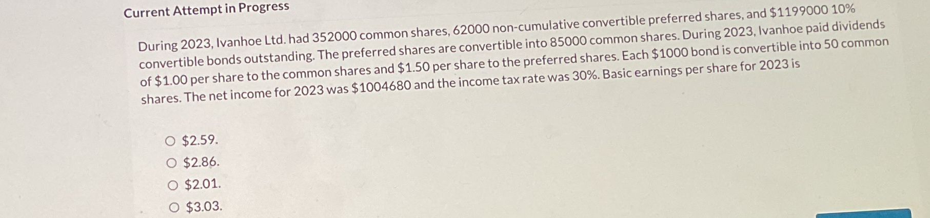 Solved Current Attempt in ProgressDuring 2023, ﻿Ivanhoe Ltd. | Chegg.com