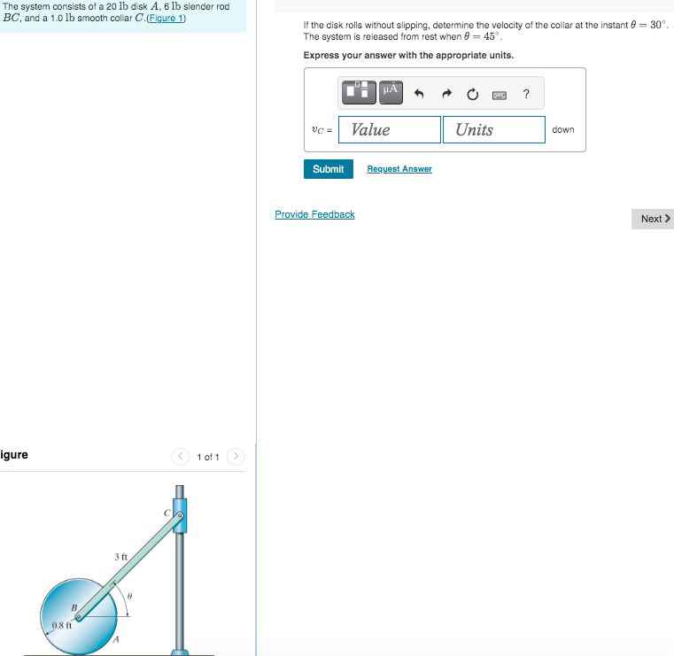 Solved BC, ﻿and a 1.0 ﻿lb smooth collar C. (Figure 1)If the | Chegg.com