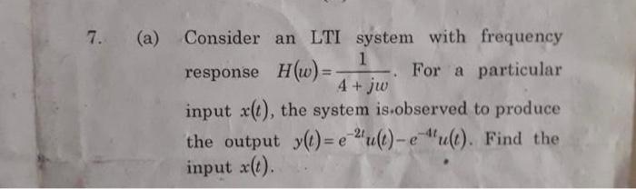 Solved (a) Consider an LTI system with frequency response | Chegg.com