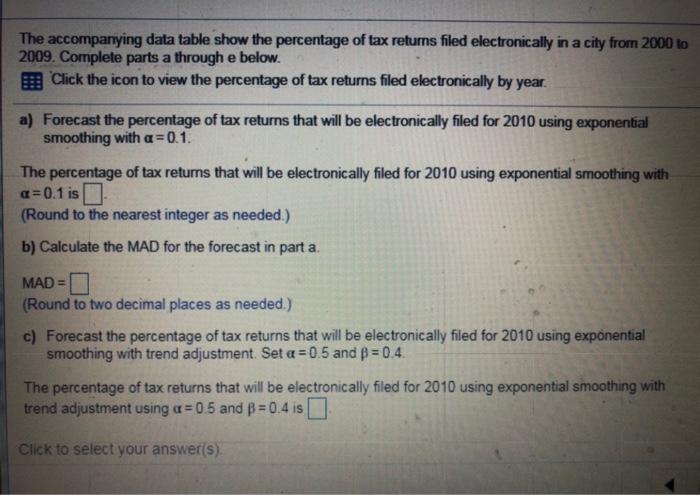 Solved The accompanying data table show the percentage of | Chegg.com
