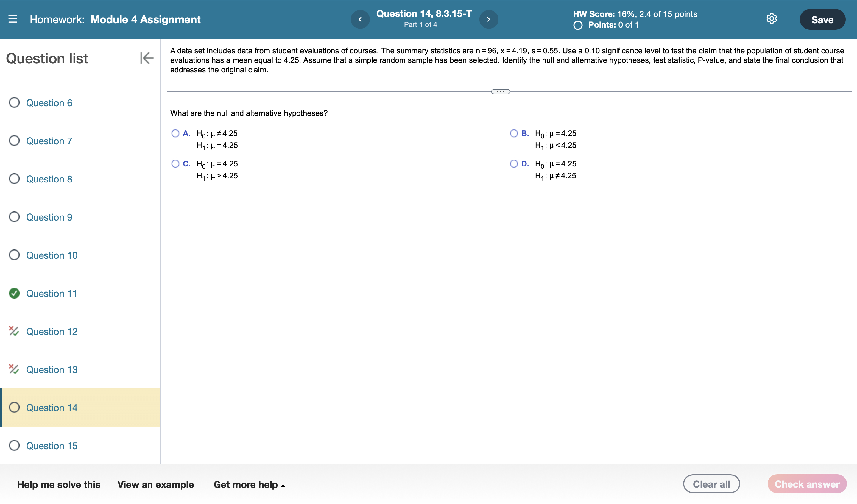 Solved A data set includes data from student evaluations of | Chegg.com
