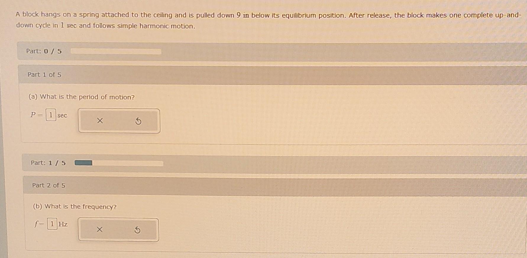 Solved A block hangs on a spring attached to the ceiling and | Chegg.com