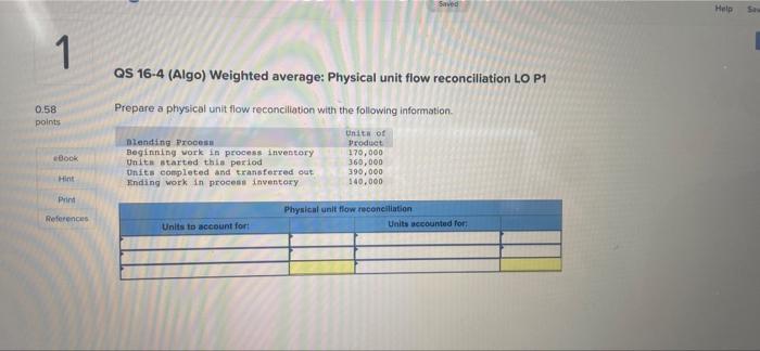 Solved 1 0.58 points eBook Hint Print References QS 16-4 | Chegg.com