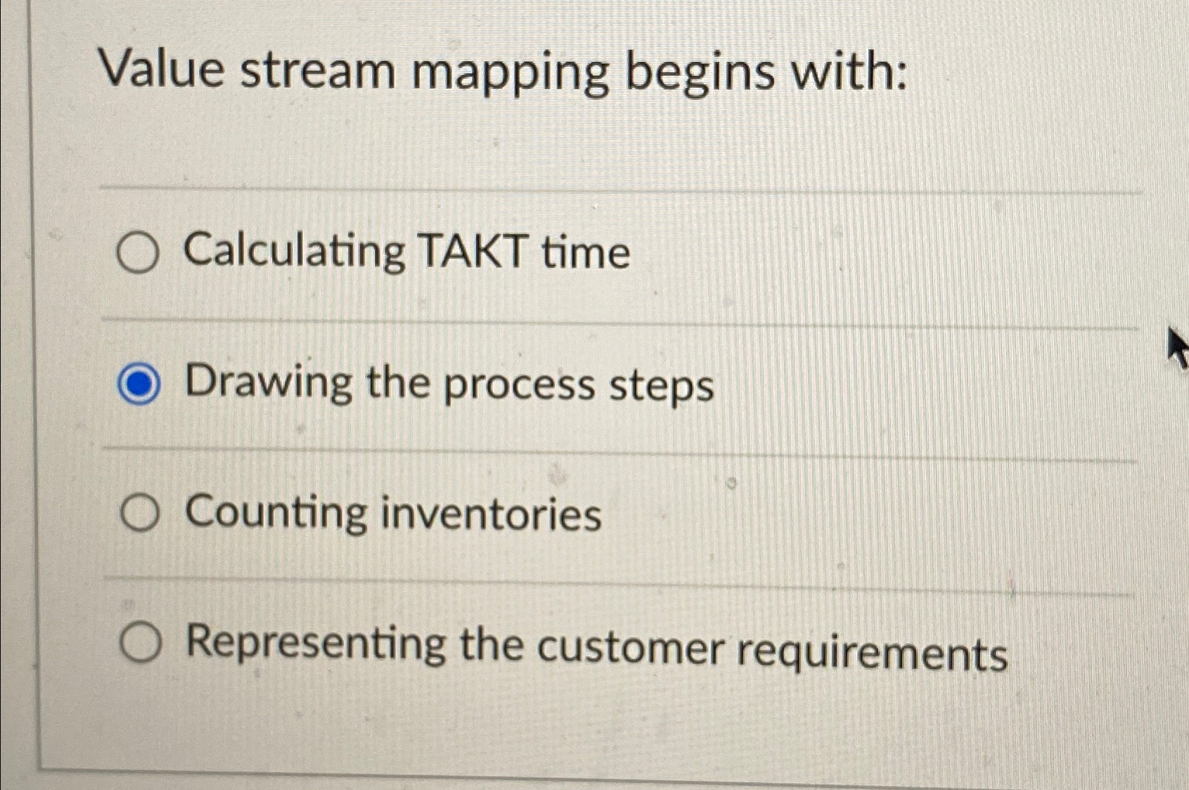 Solved Value stream mapping begins with:Calculating TAKT | Chegg.com