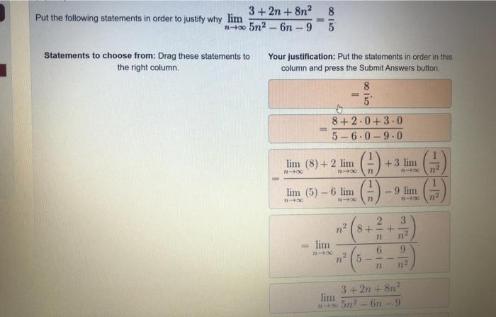 Solved Put the following statements in order to justify why | Chegg.com