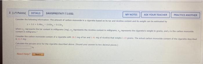 Solved 2. [-/1 Points] DETAILS DAVISPRESTAT1 7.3.032 MY | Chegg.com