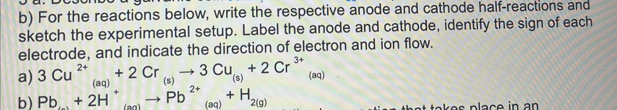 b) ﻿For the reactions below, write the respective | Chegg.com