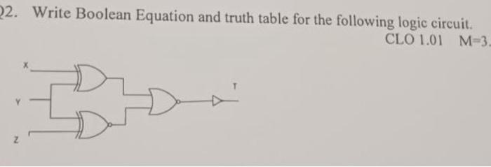 Solved 2. Write Boolean Equation and truth table for the | Chegg.com