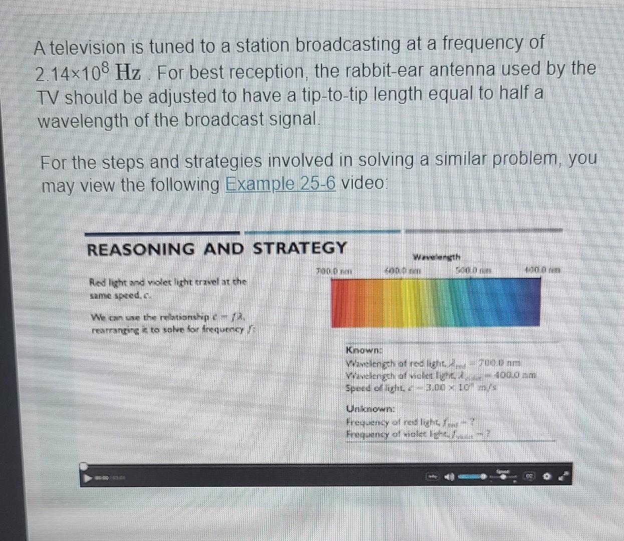 Solved A television is tuned to a station broadcasting at a | Chegg.com