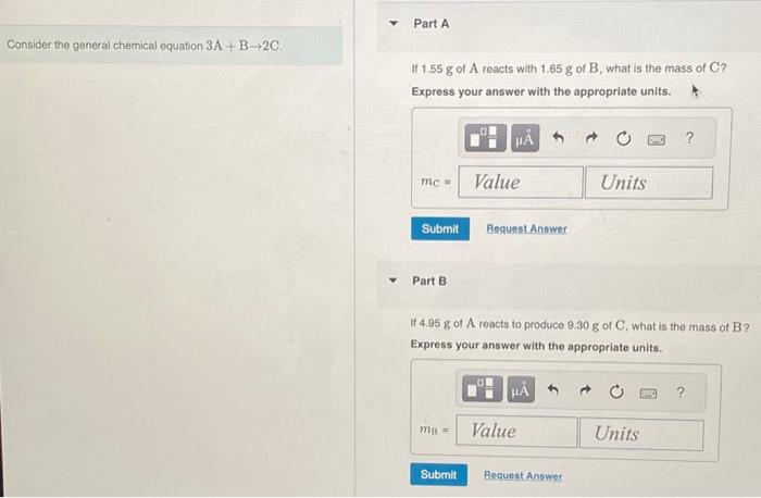 Solved Consider the general chemical equation 3A + B→2C. | Chegg.com