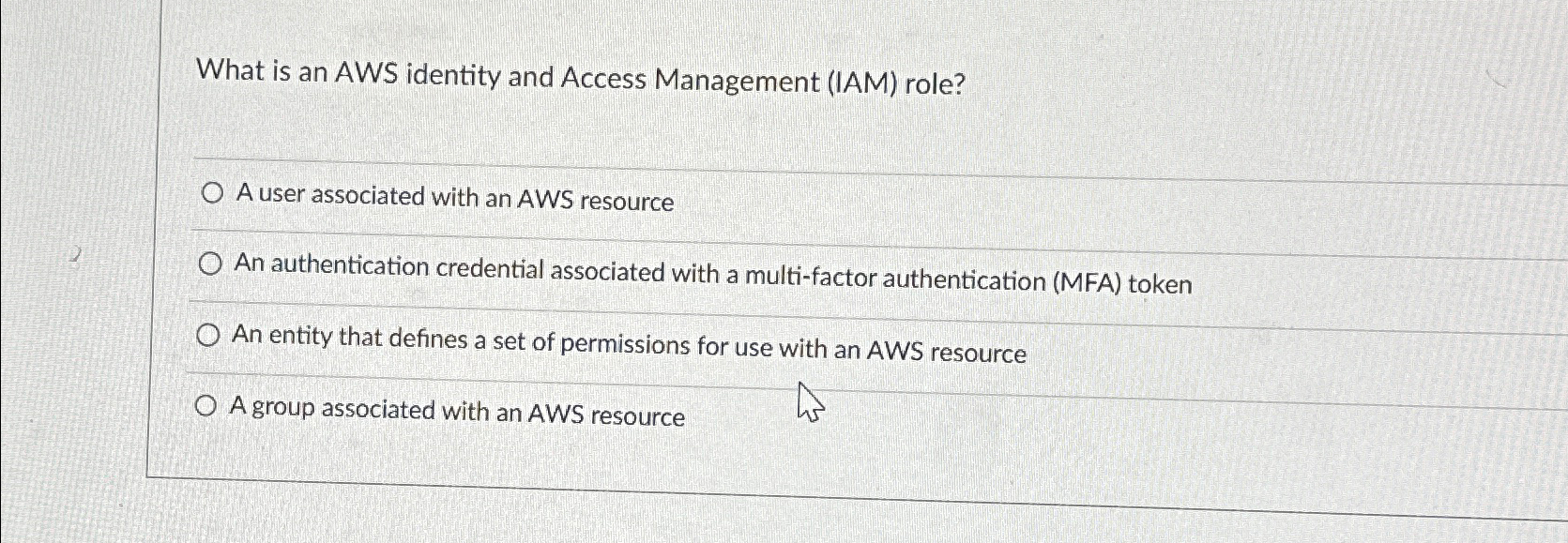 Solved What is an AWS identity and Access Management (IAM) | Chegg.com