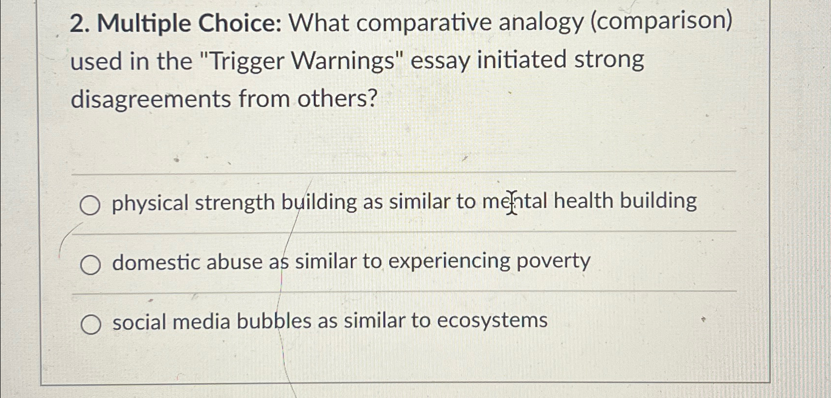 Solved Multiple Choice: What comparative analogy | Chegg.com
