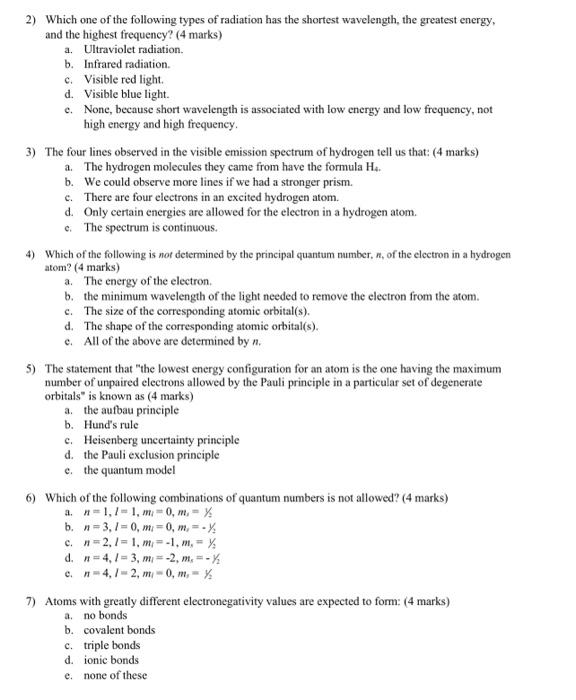 Solved 1) Fill in the following table: for the | Chegg.com