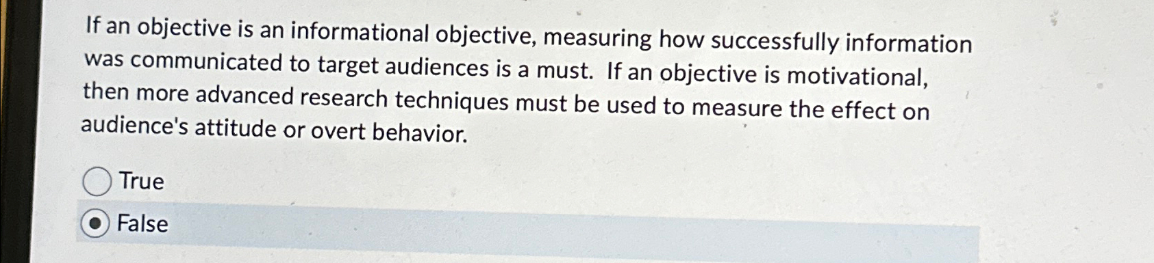 Solved If an objective is an informational objective, | Chegg.com