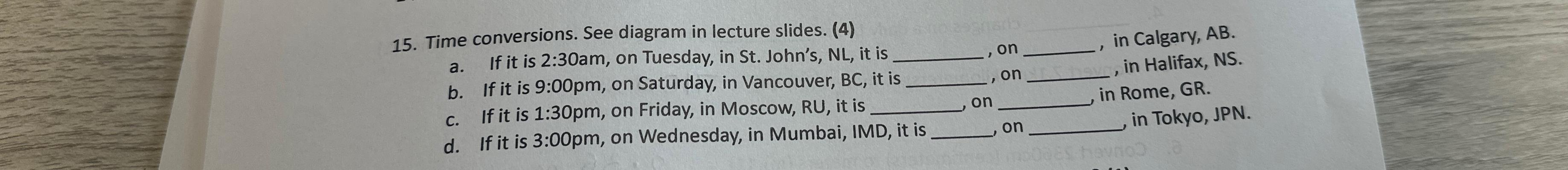 Solved Time conversions. See diagram in lecture slides. | Chegg.com
